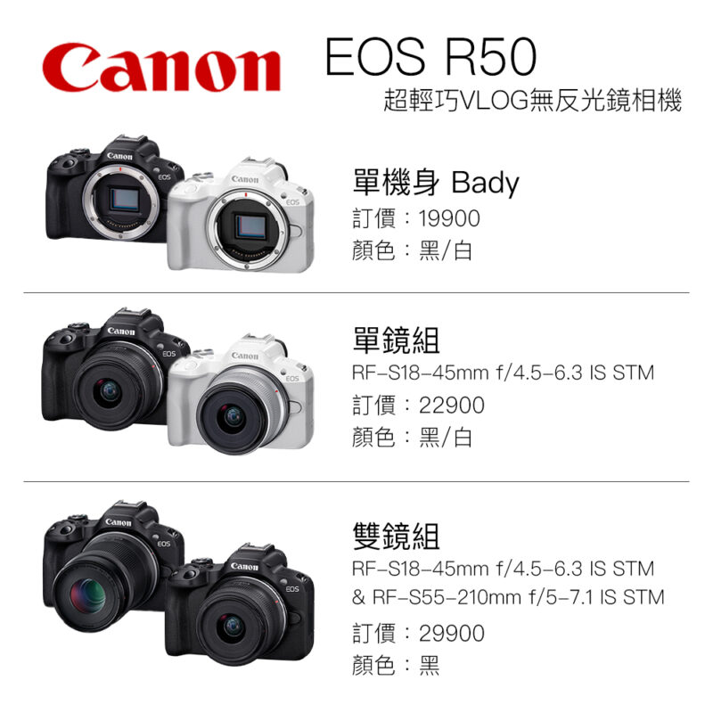 [活動好禮] Canon EOS R50 單機身 Body VLOG 無反光鏡相機 搭記憶卡+清潔組 公司貨 - camerapro